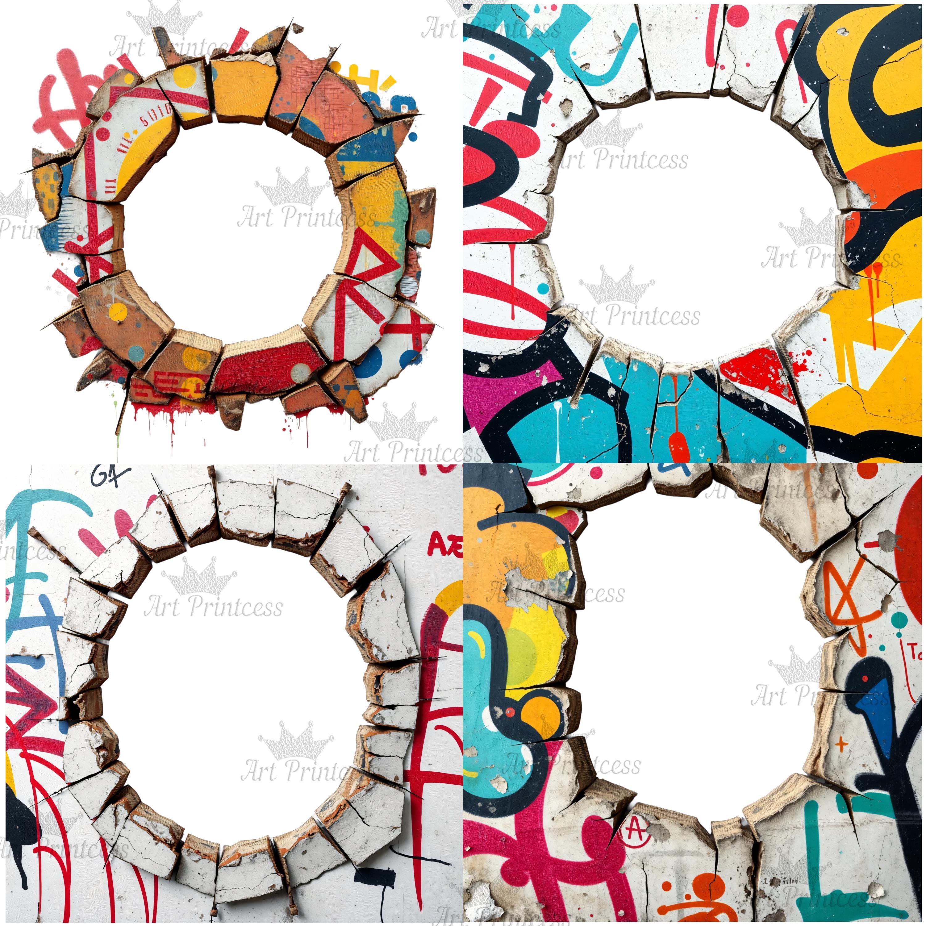 Funky Graffiti Frame Overlays PNG Clipart 3D Grunge Wall Crack Effect ...