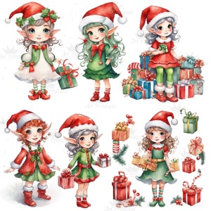 40 Christmas Elf Girls Clipart Bundle Christmas Elves PNG Cute ...