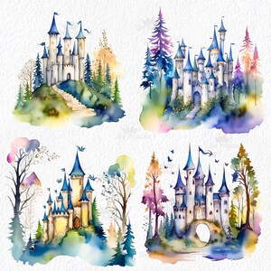 Castle Tower Clipart Watercolor Cute Castle Clipart Transparent ...