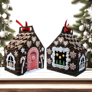 Printable Gingerbread House Paper Candy Box Template Christmas House ...