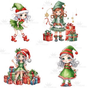 40 Christmas Elf Girls Clipart Bundle Christmas Elves PNG Cute ...