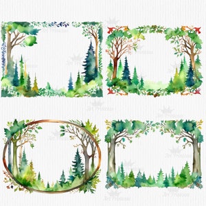 Watercolor Forest Frame Clipart Digital Paper Crafts Frame Border ...