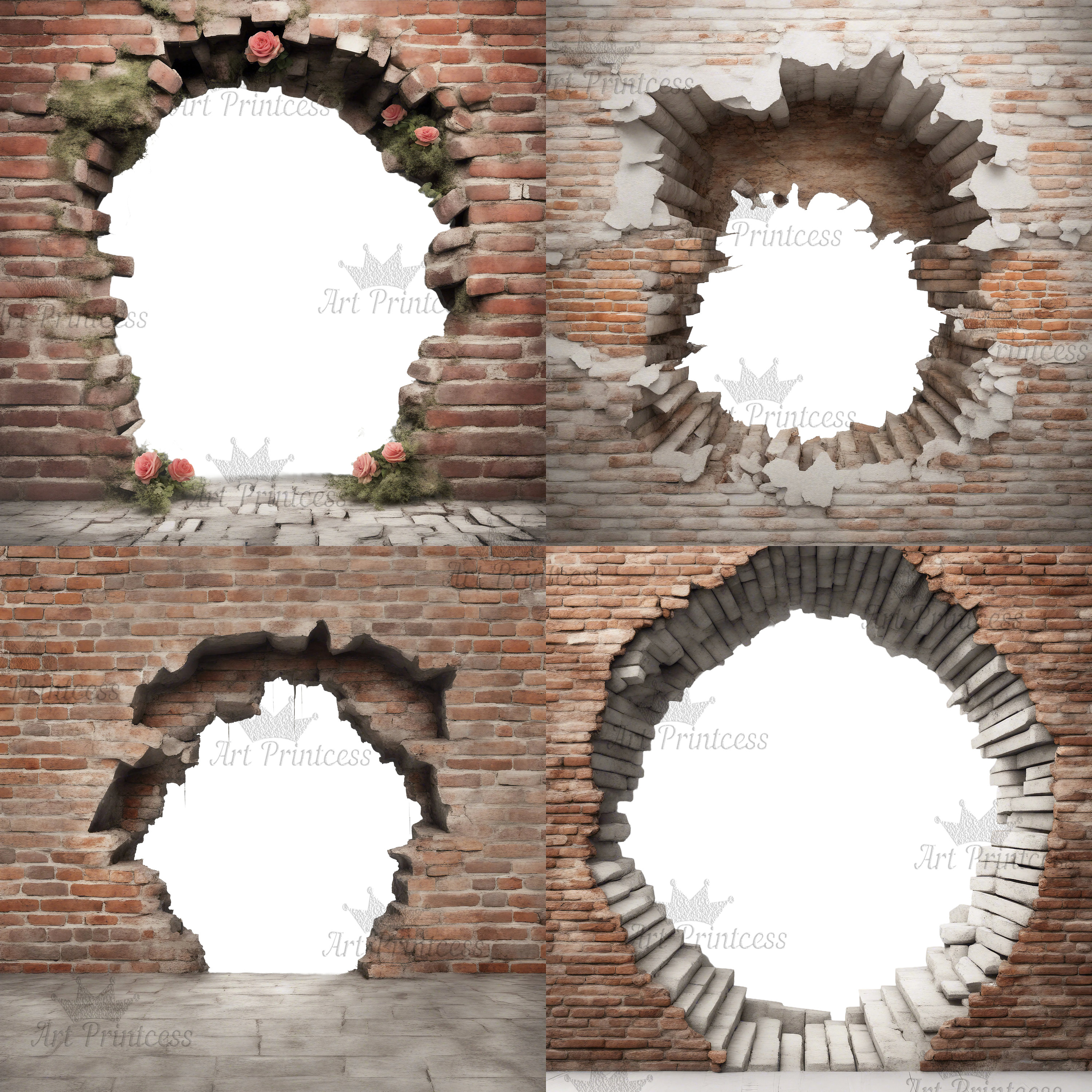 Cracked Brick Wall 3D Entrance Effect Border Frame PNG Clipart Old ...