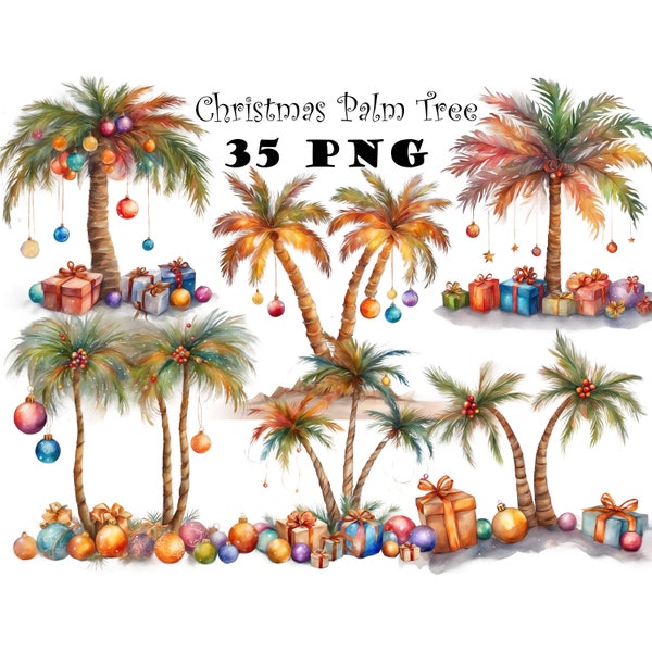 Palm Tree Christmas Clipart - Etsy
