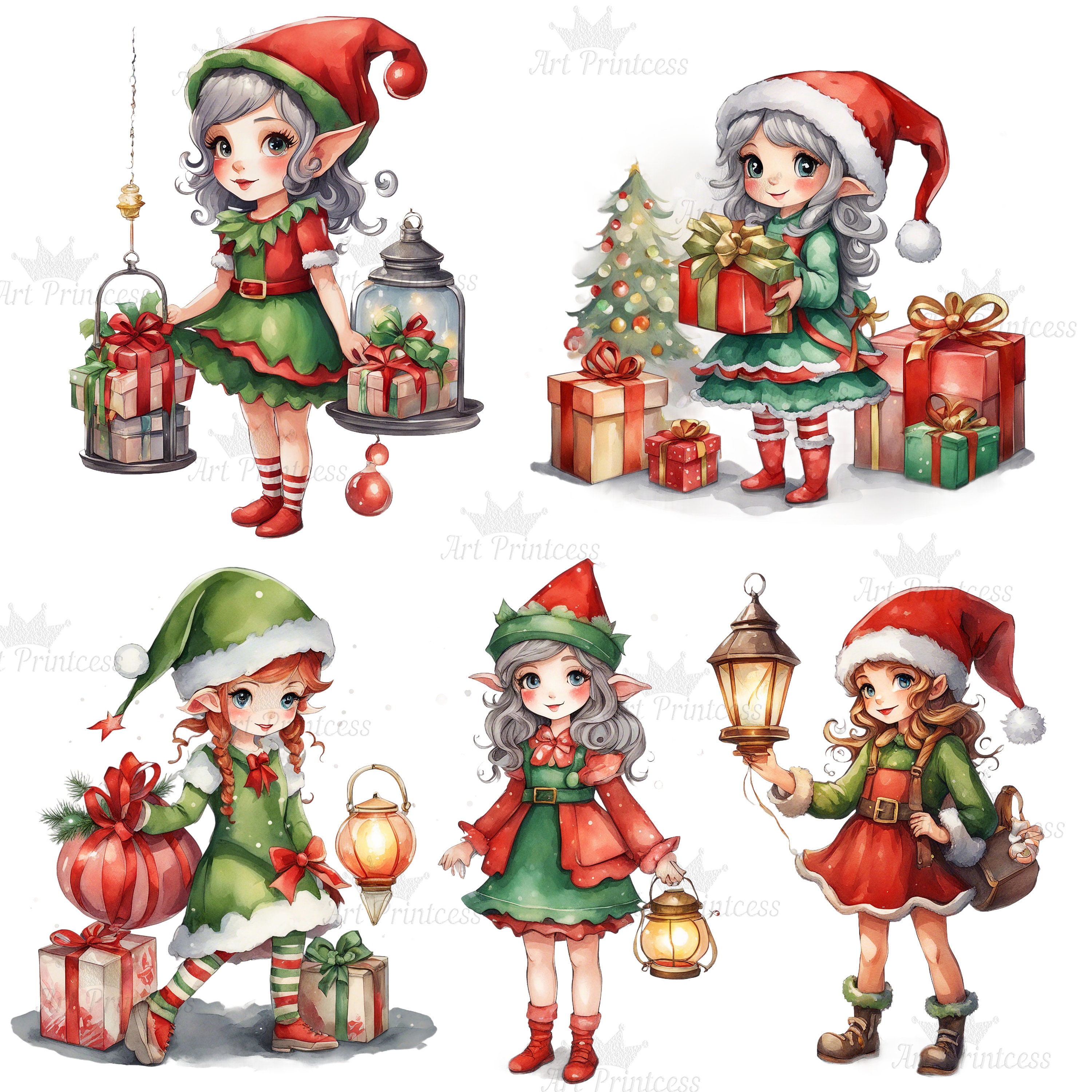 40 Christmas Elf Girls Clipart Bundle Christmas Elves PNG Cute ...