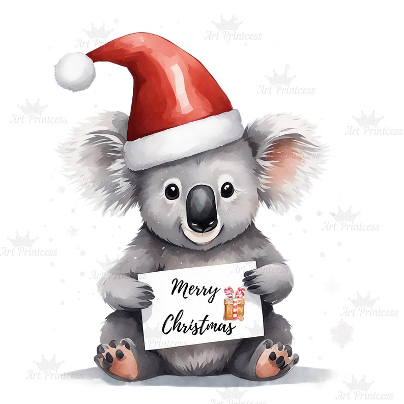 Christmas Koala Watercolor Clipart PNG Festive Koala Bear Graphics ...