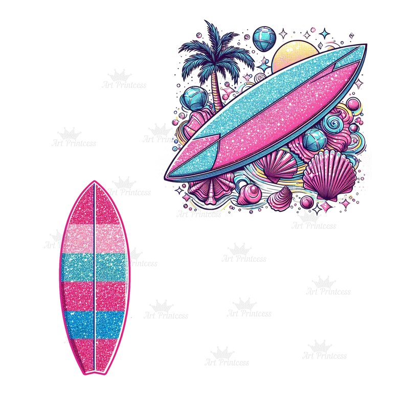 Preppy Summer Surfboards Graphics Transparent Background Clipart Preppy ...