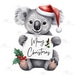 Christmas Koala Watercolor Clipart PNG Festive Koala Bear Graphics ...
