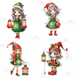 40 Christmas Elf Girls Clipart Bundle Christmas Elves PNG Cute ...