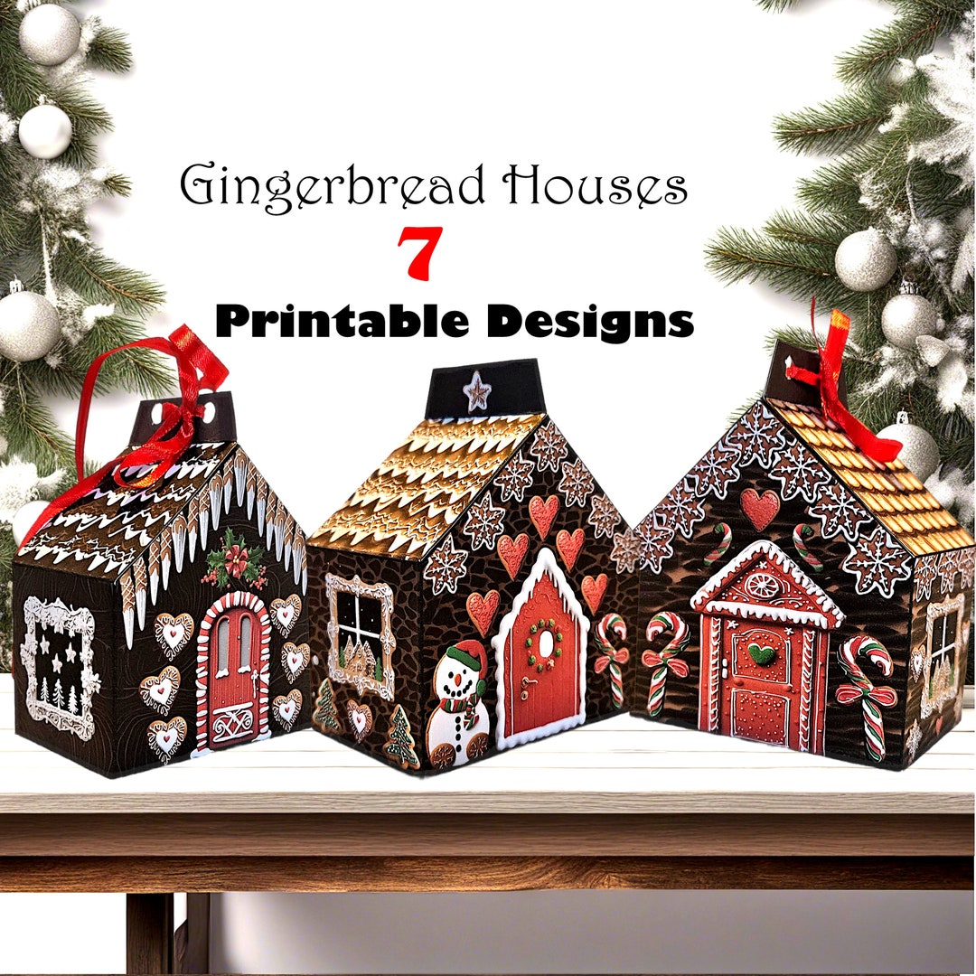 Printable Gingerbread House Paper Candy Box Template Christmas - Etsy