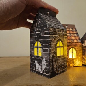 Printable Light up Halloween Lantern House DIY Hanging Decor Spooky ...