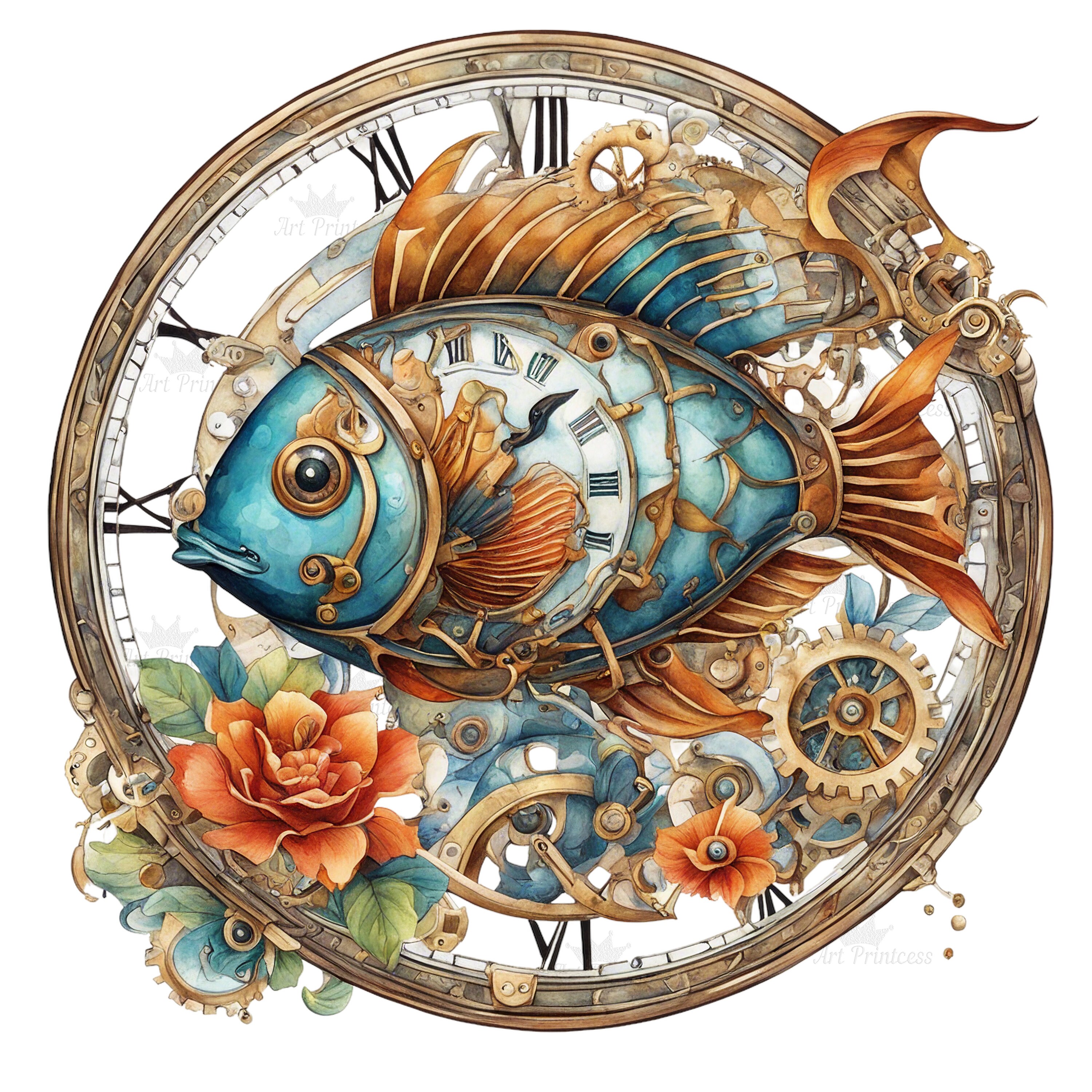 Steampunk Fish Clipart PNG Mechanical Fish Graphics Printable Fish ...