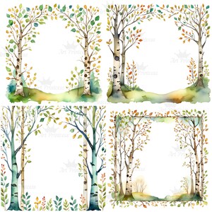 Watercolor Birch Tree Border Frames Clipart Birch Tree Borders ...