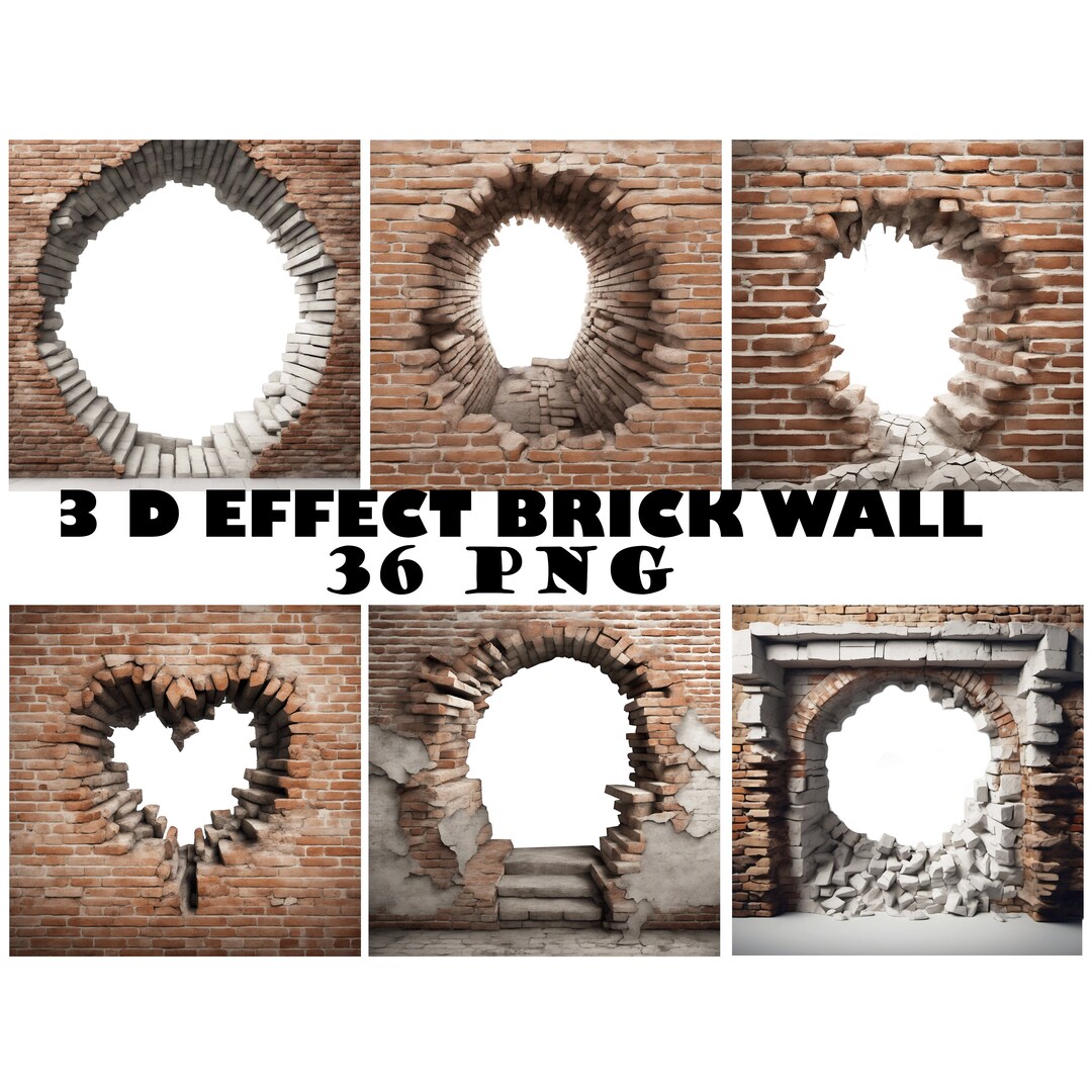 Cracked Brick Wall 3D Entrance Effect Border Frame PNG Clipart Old ...