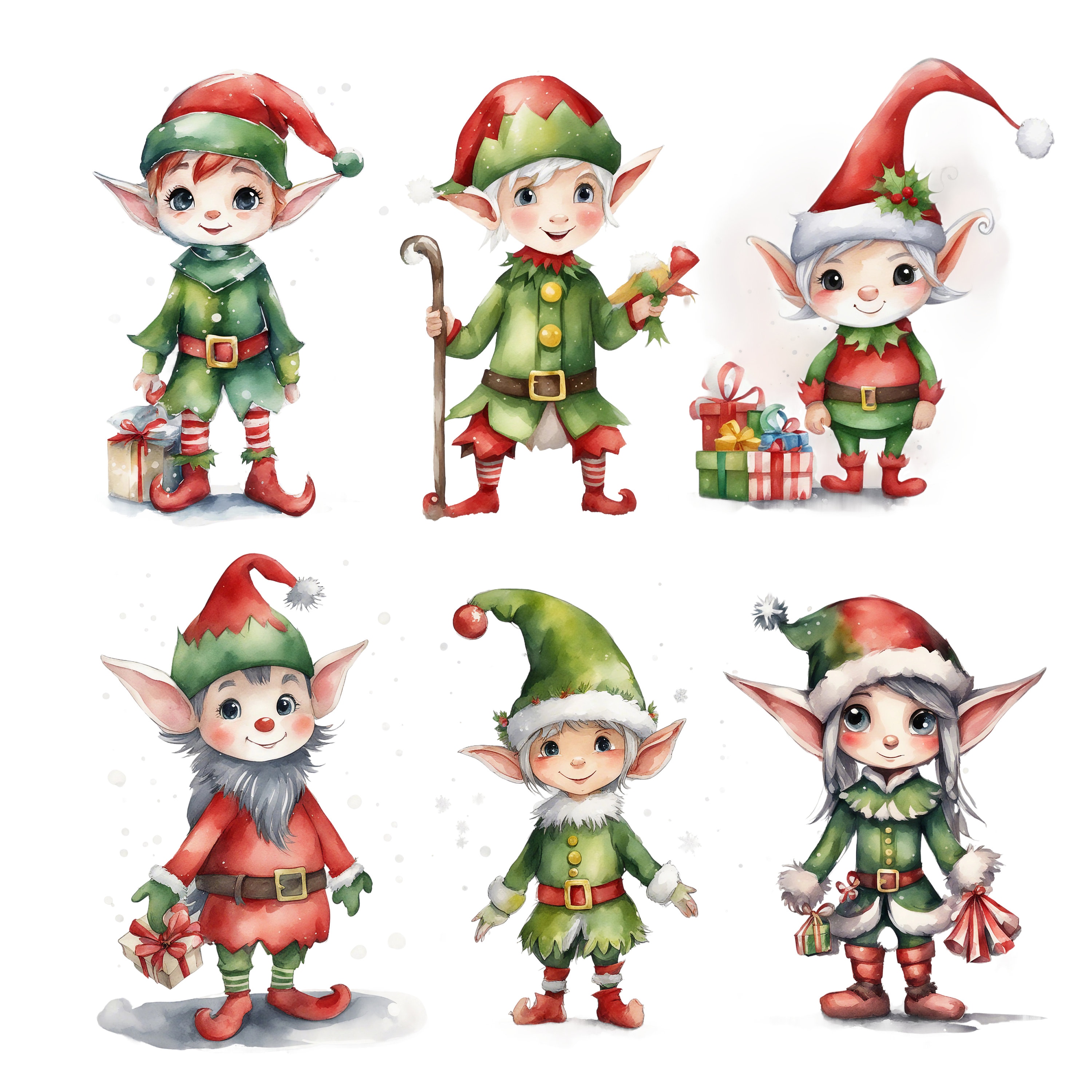 80 Christmas Elf Clipart Bundle Christmas Elves PNG Cute Watercolor ...