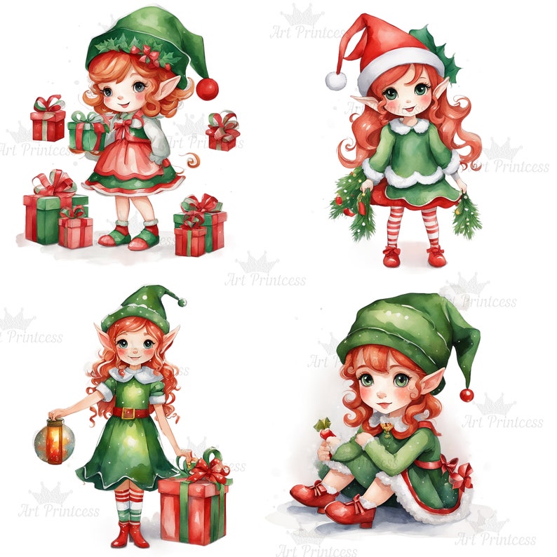 40 Christmas Elf Girls Clipart Bundle Christmas Elves PNG Cute ...