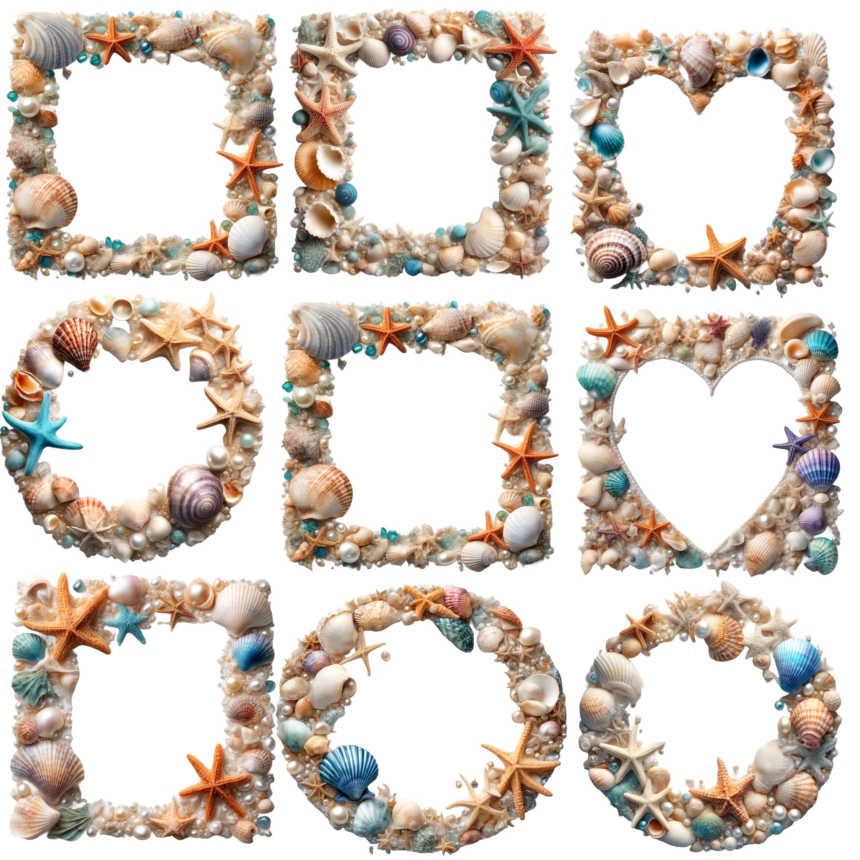 Coastal Tropical Photo Frames Clipart PNG Digital Download Bundle Beach ...