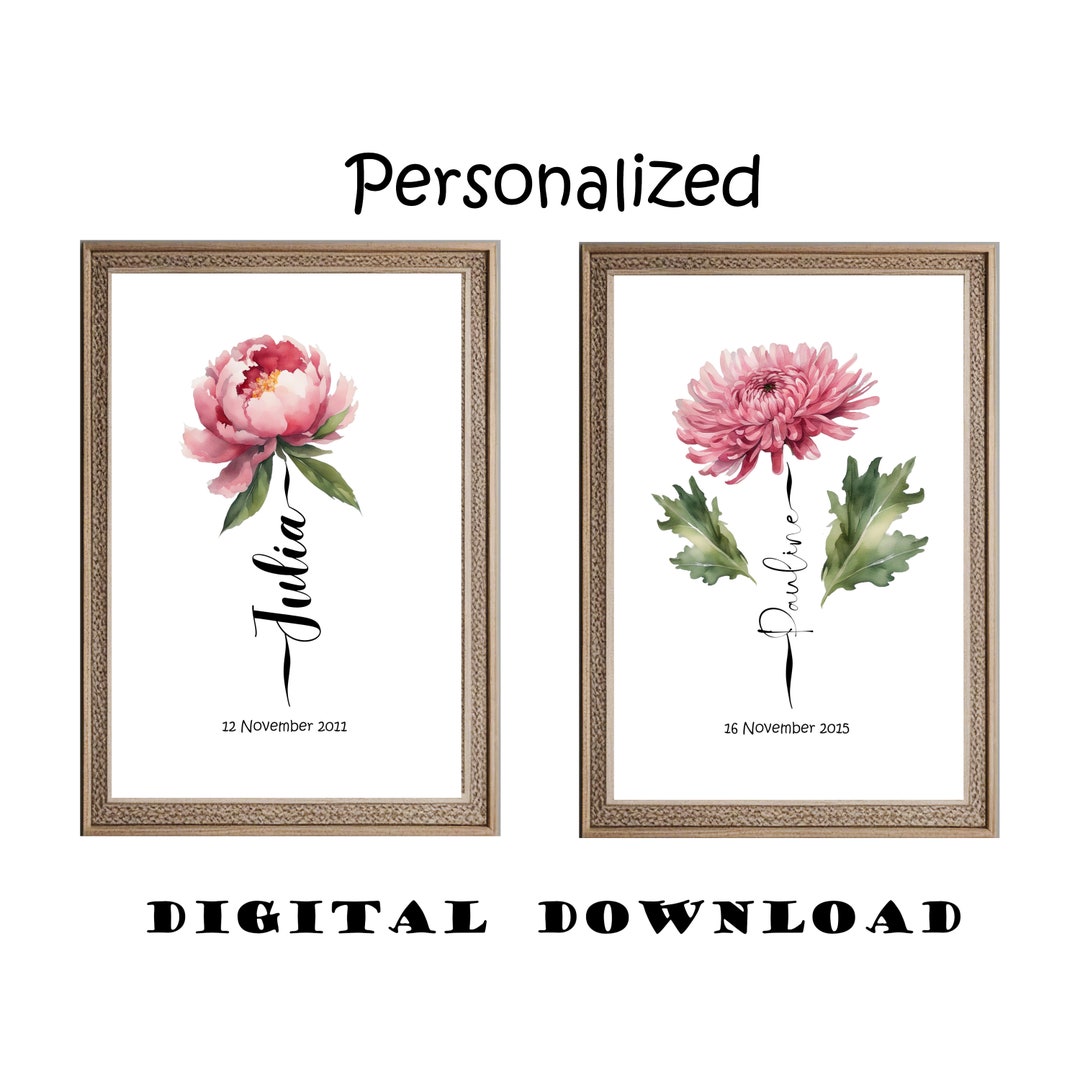 Personalized November Birth Month Flower Wall Art Print Gift - Etsy