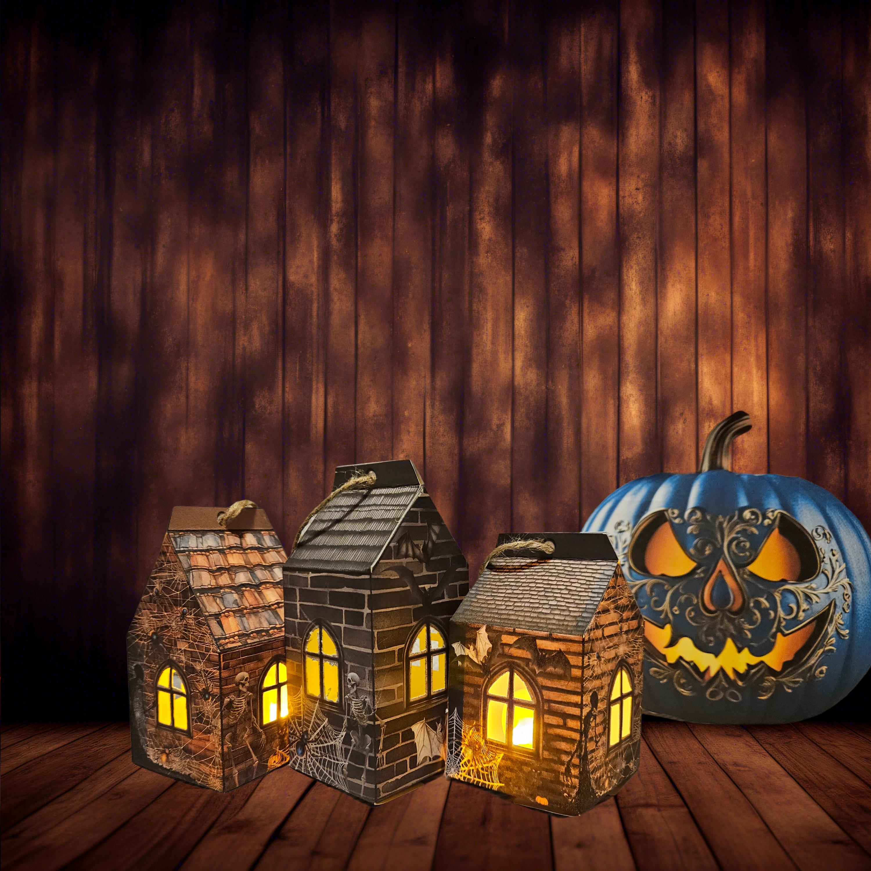 Printable Light up Halloween Lantern House DIY Hanging Decor Spooky ...