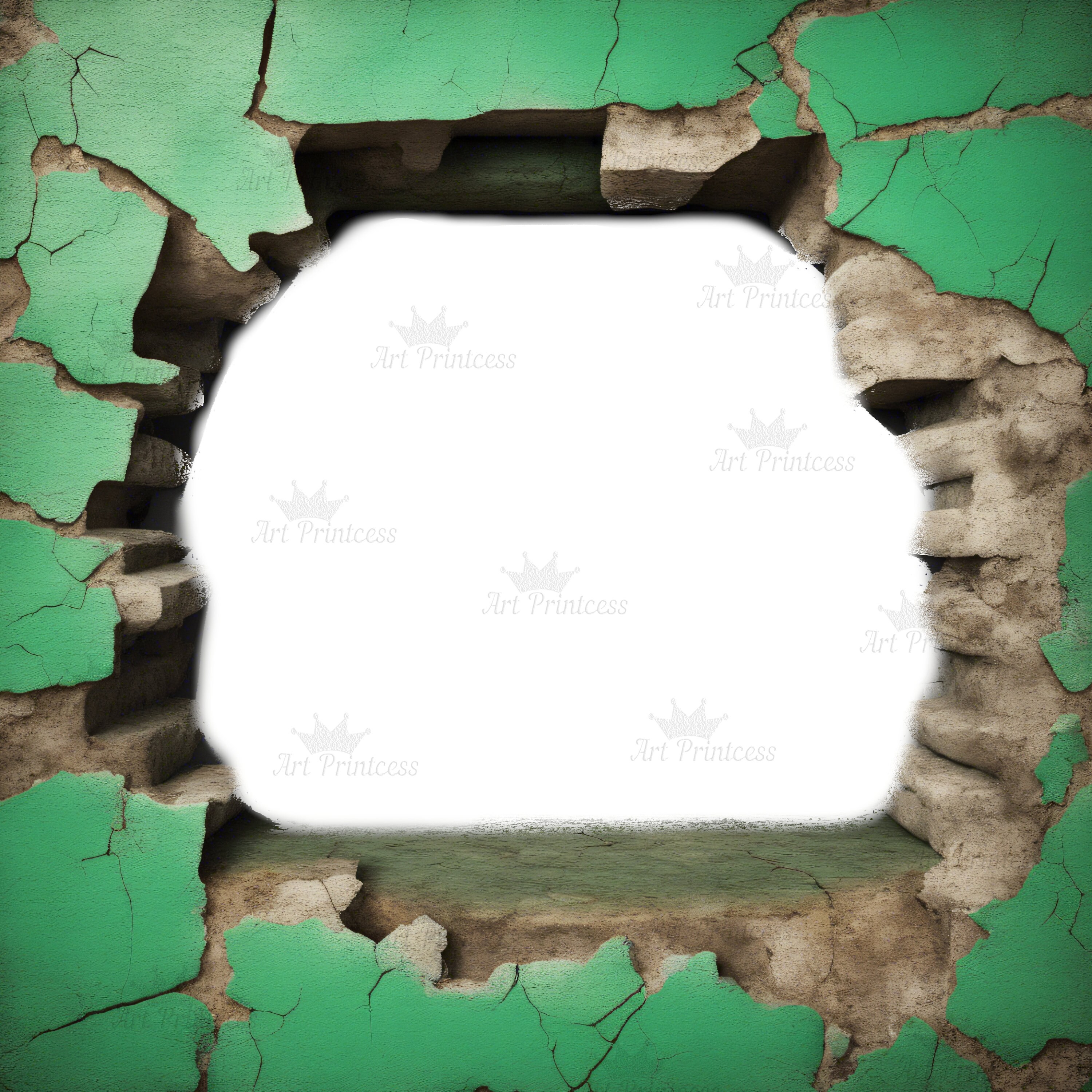 Grunge Wall Crack Hole 3d Effect Border Frame PNG Cracked Breakthrough ...