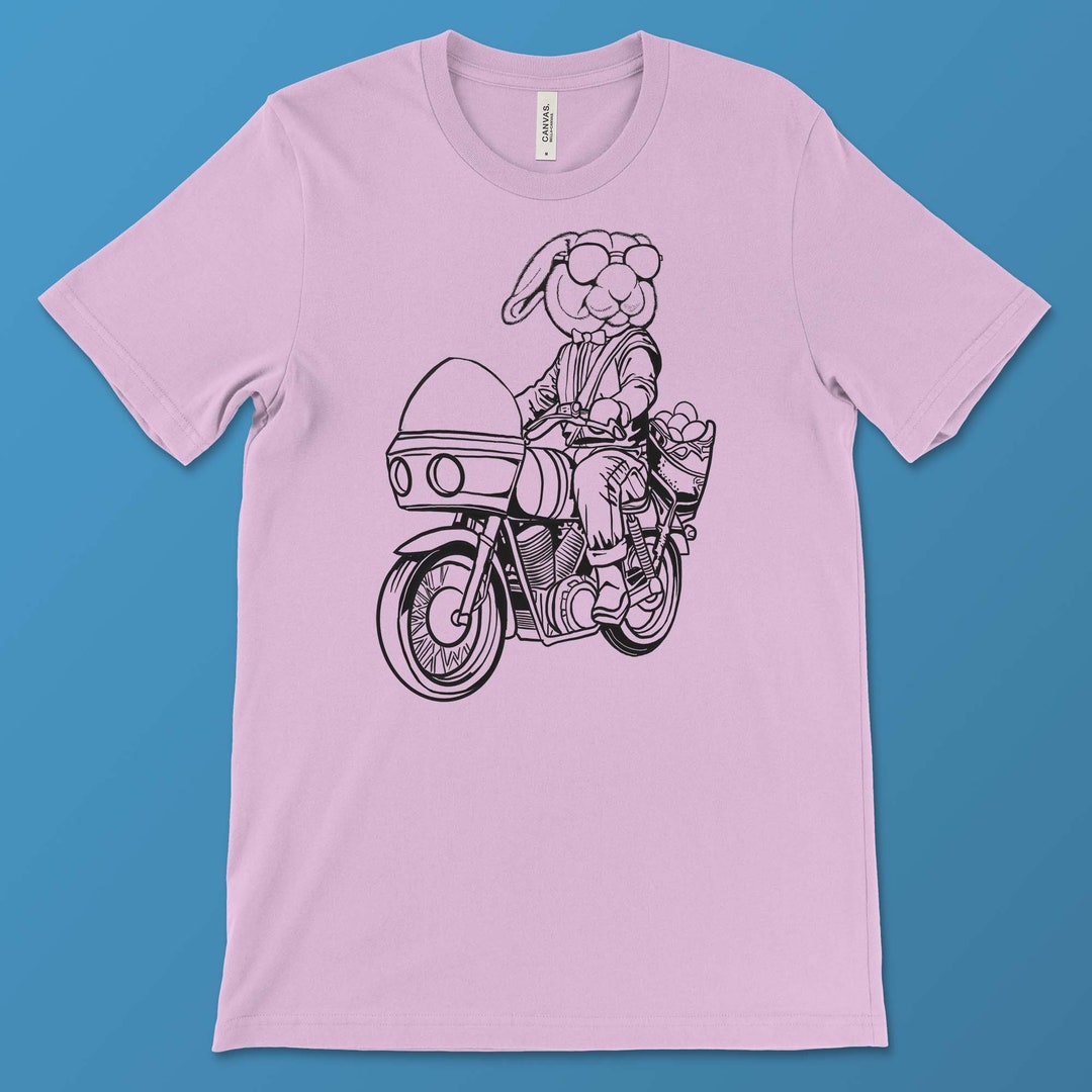 Easter Bunny on a Motorcycle T-shirt, Bunny on a Bike Shirt, Rabbit on ...