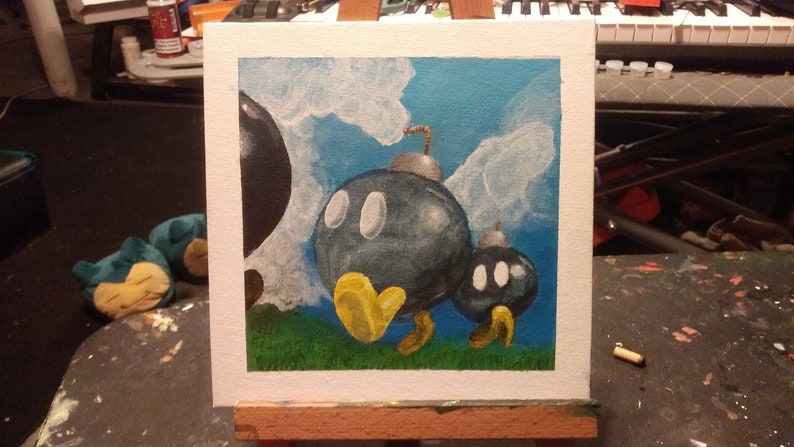 Bob-omb Battlefield Mario 64 Painting (8x8 Acrylic on Canvas) - Etsy