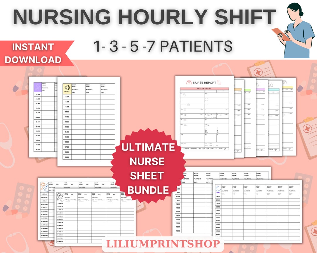 Patient Nurse Report Sheet BUNDLE, Nurse Brain, Patient Log, Patient Assessment, 1 Patient Med ...