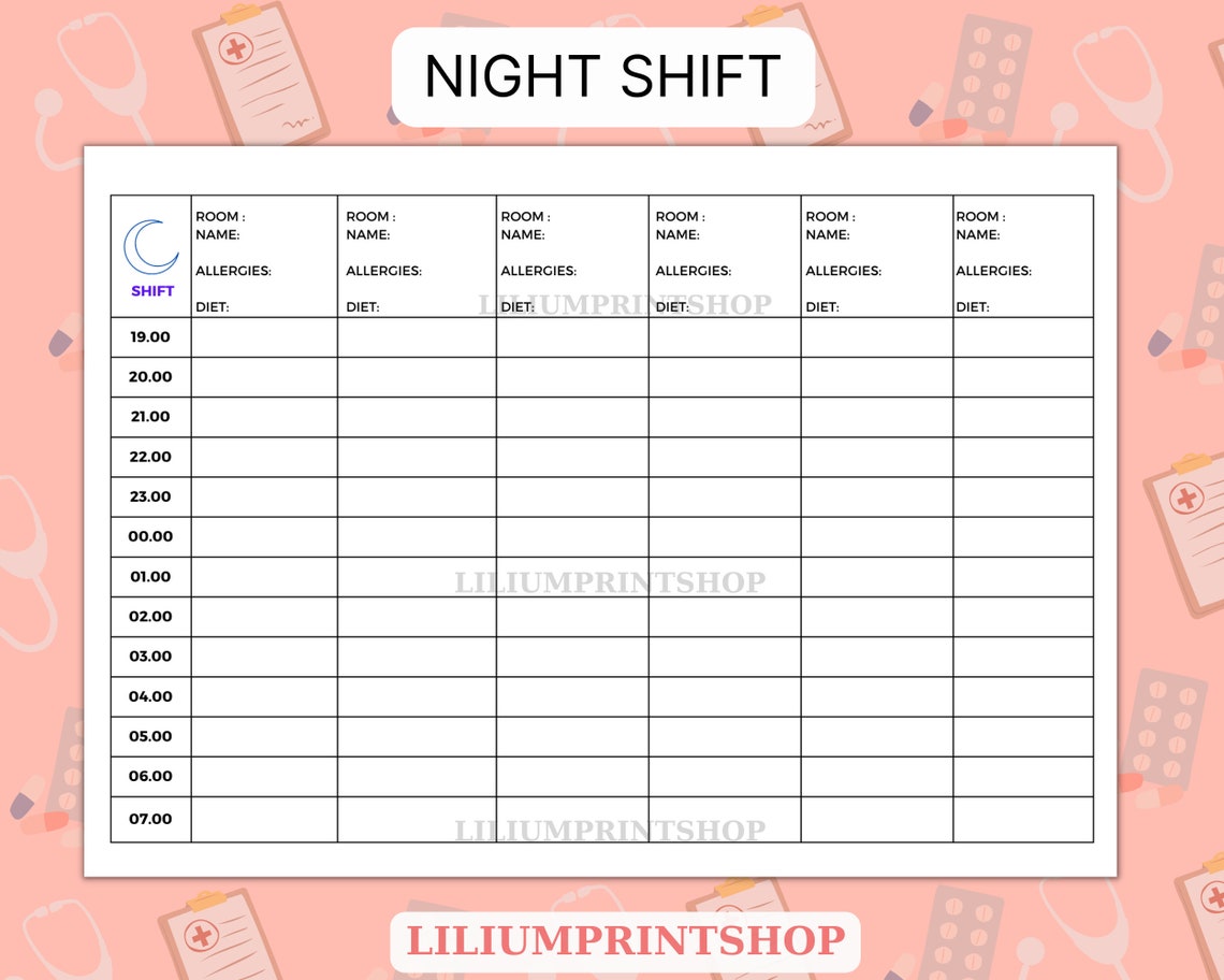 Nurse Hourly To-do Planner, 6 Patient Medication, Nursing Shift Planner ...
