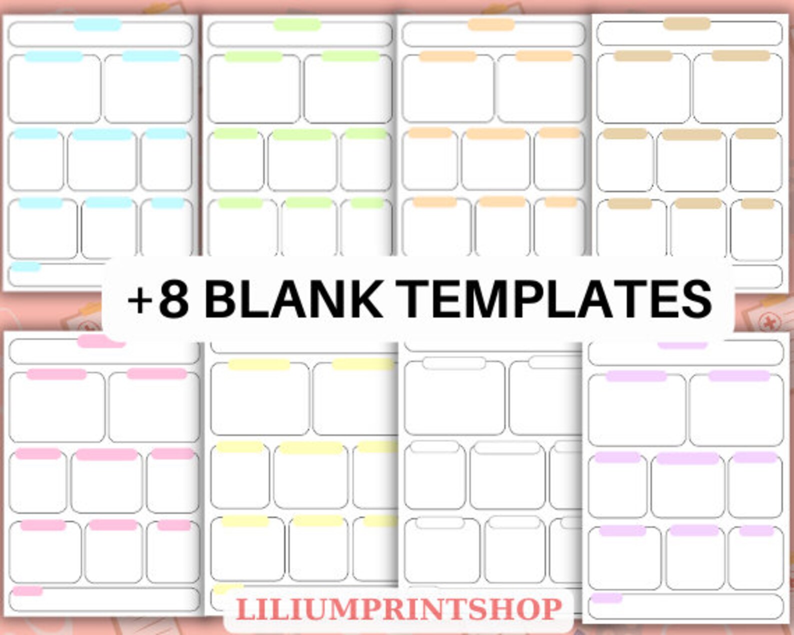 Nursing Concept Map, Nursing Study Template, Nursing Student, 8 Color ...