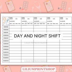 Nurse Hourly to Do, Nurse Shift Planner, 5 Patient Medication, Med Surg ...