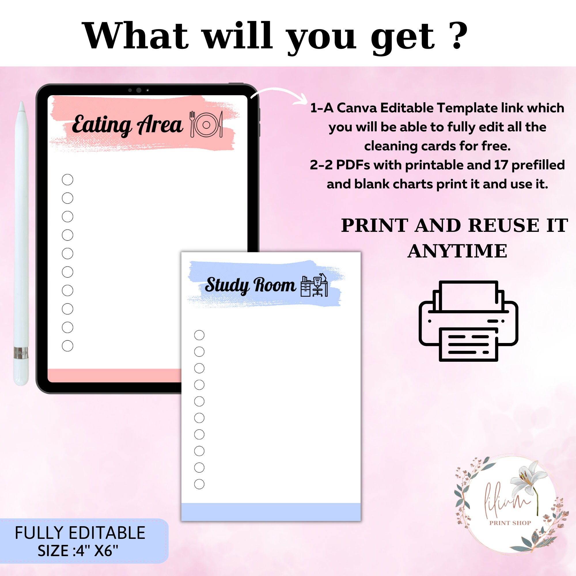 Room Cleaning Cards, EDITABLE, PRINTABLE, House Zones, Chore Checklist ...