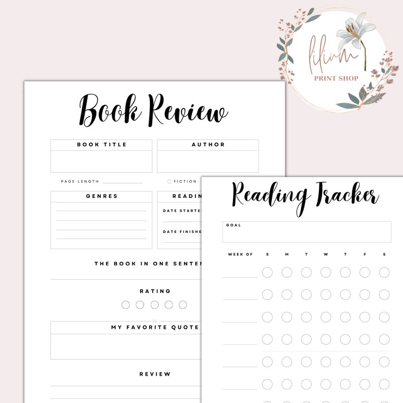 Reading Tracker Printable Reading Log A4 A5 Letter Book - Etsy