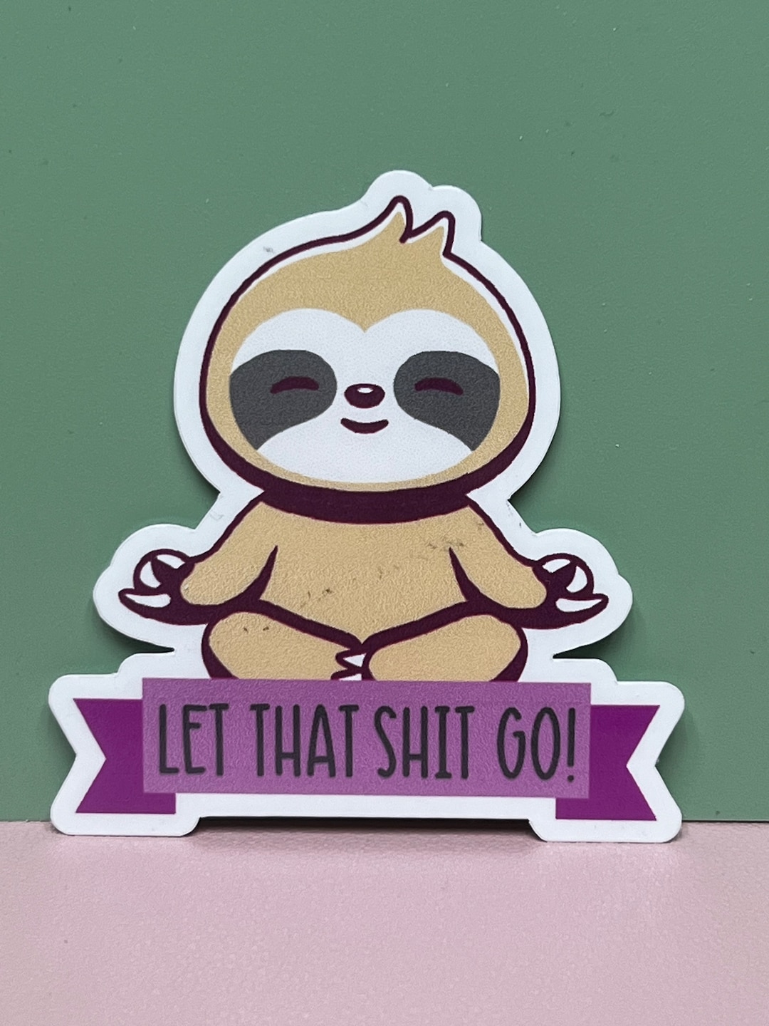 Yoga Sloth Let That Shit Go. Sticker, Magnet, or Car Decal - Etsy
