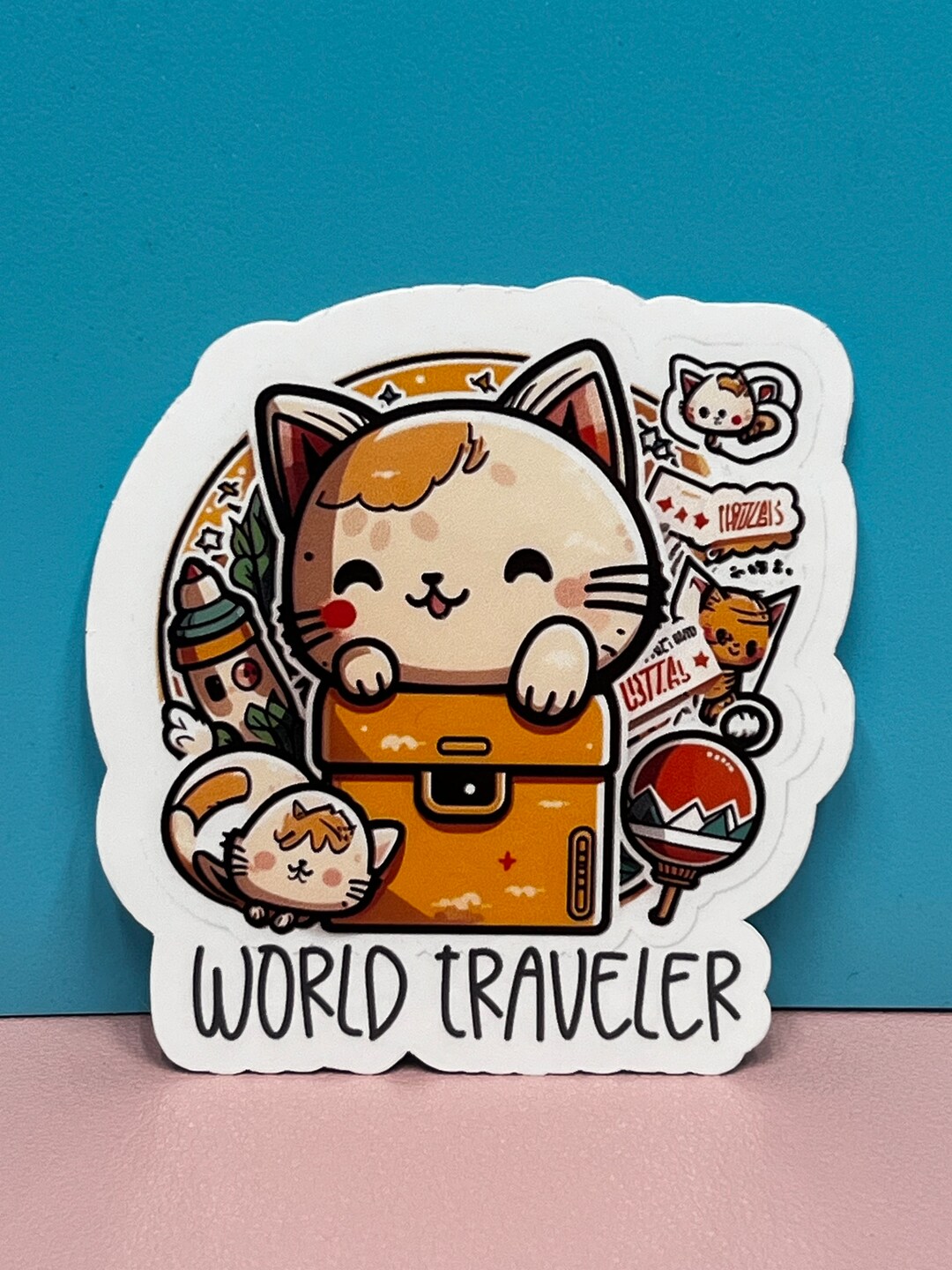 World Traveler Cat Sticker. - Etsy