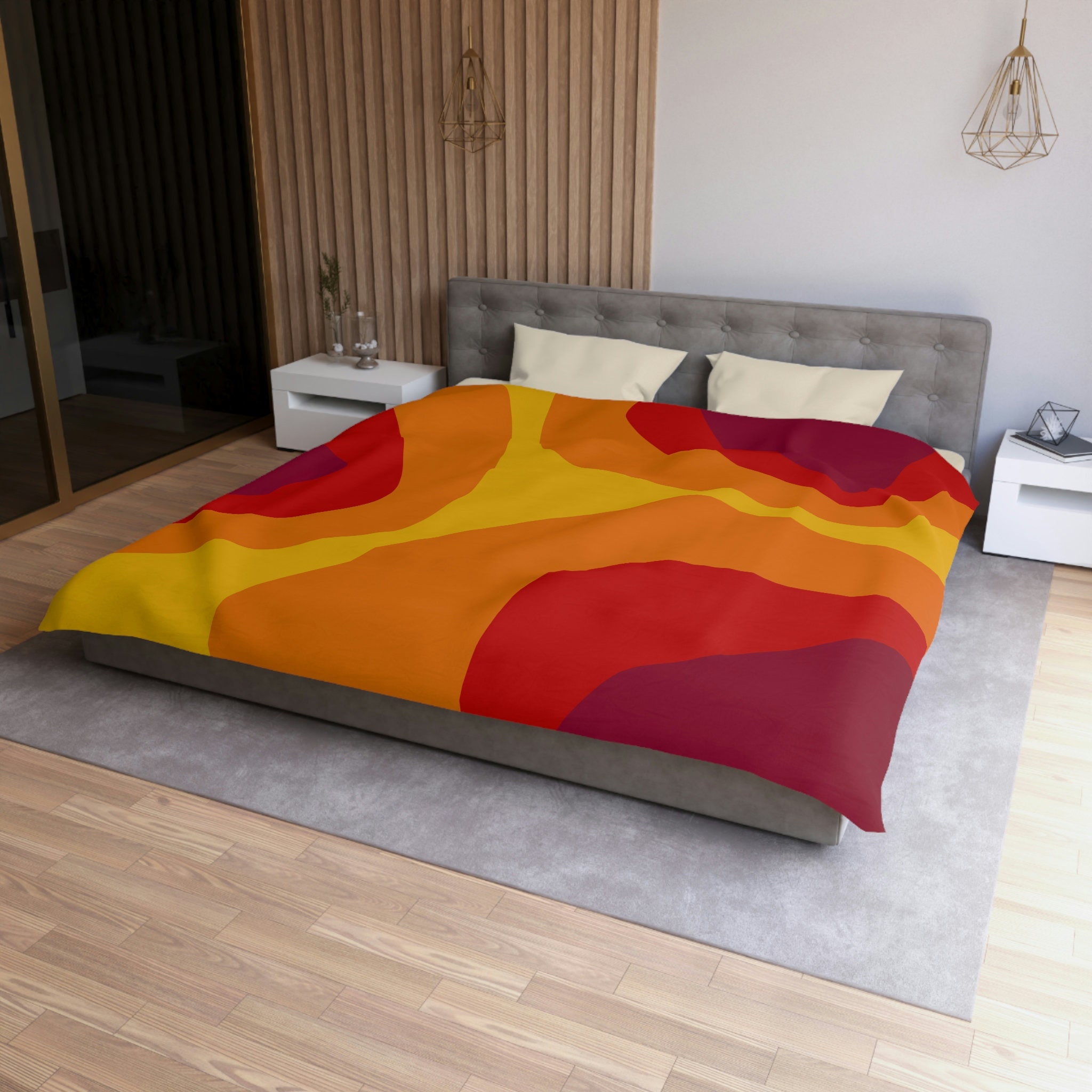 Mid Century Modern Duvet Cover JOSHUA Red and Yellow - Etsy