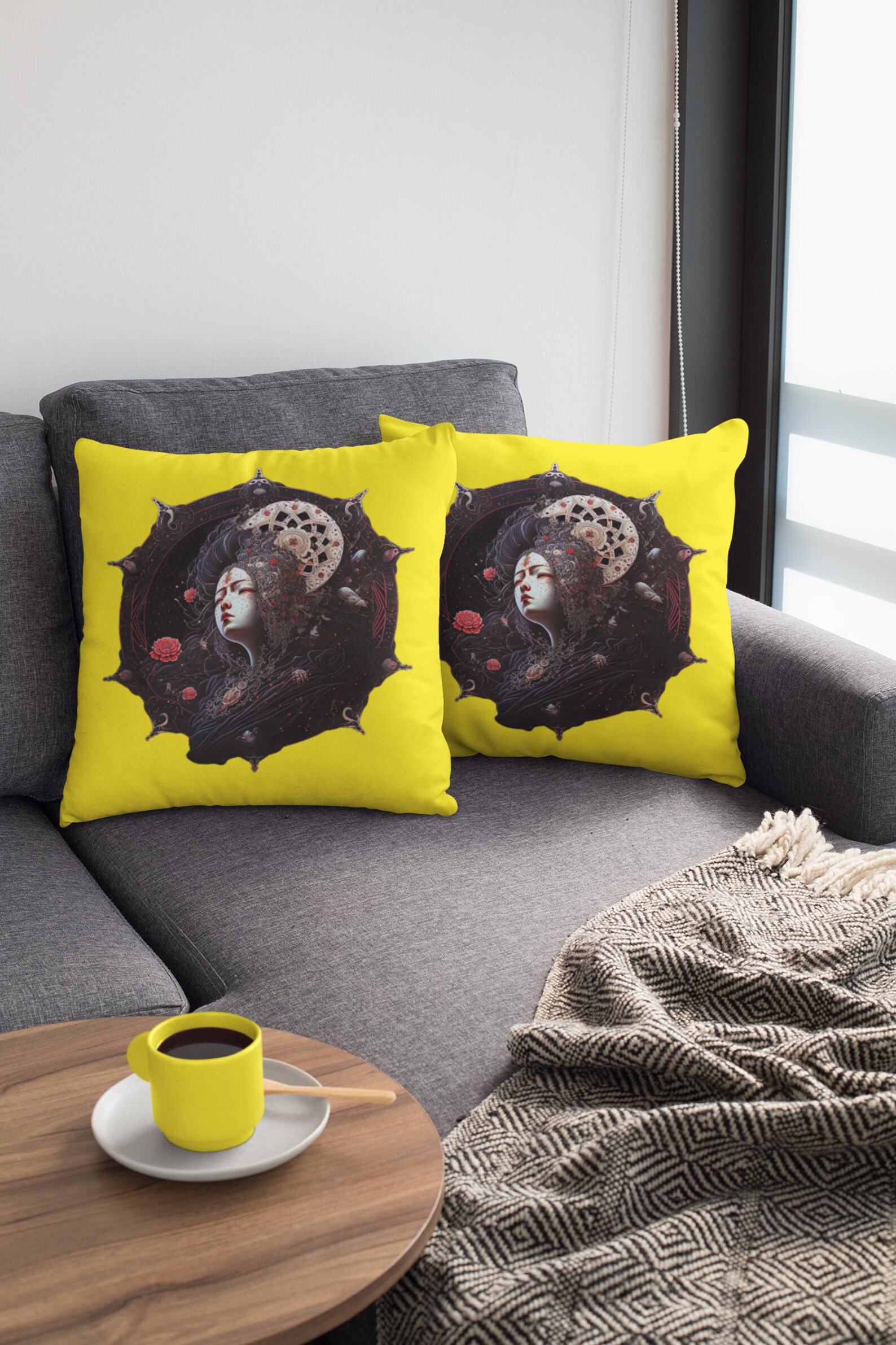 Geisha Pillow - Charming Japanese Pillow With Sakura Blossoms, Kawaii ...