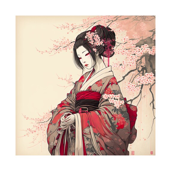 Japanese Cartoon Geisha Japanese Anime GEISHA GIRL Modern Interior Art
