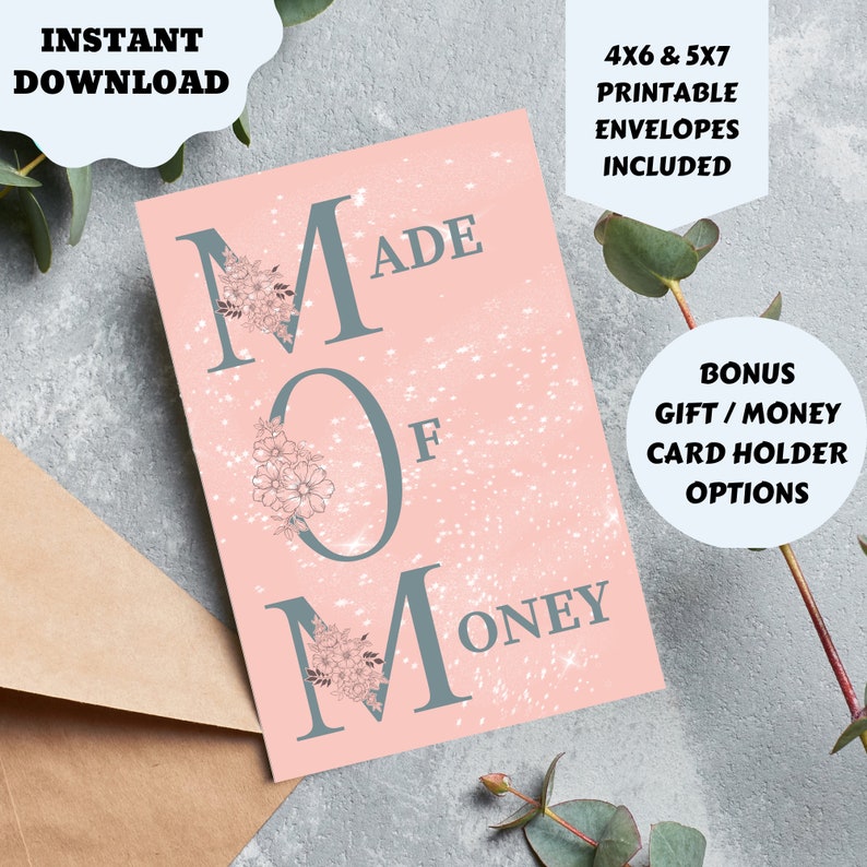 Printable Card Mother's Day Funny Mom Made of Money Downloadable Card ...