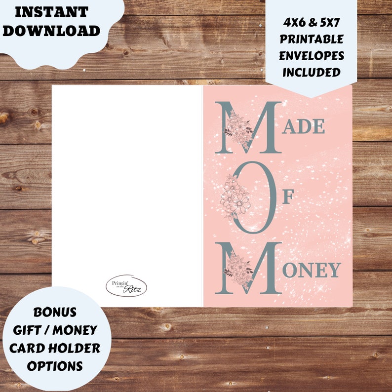 Printable Card Mother's Day Funny Mom Made of Money Downloadable Card ...