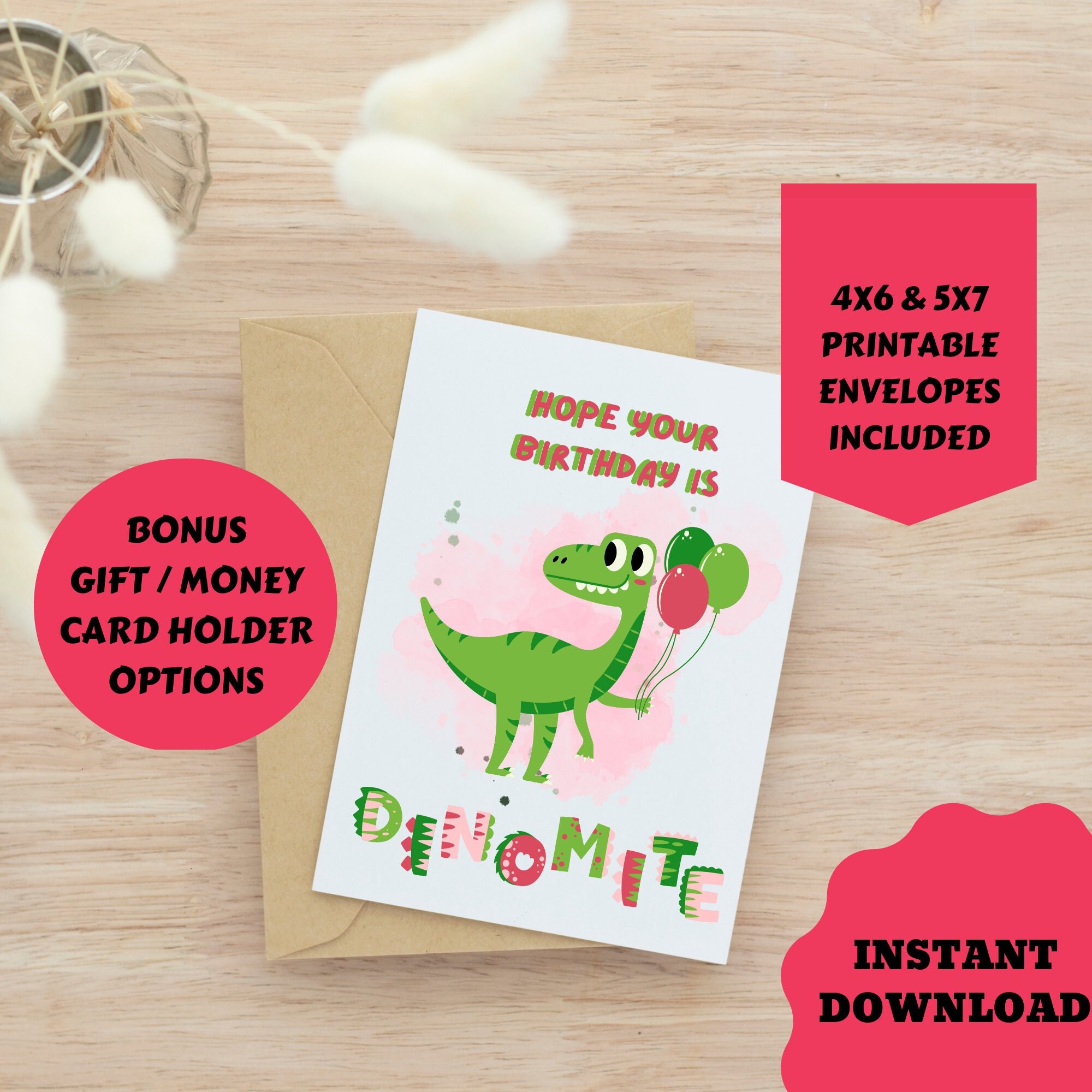 Printable Card Happy Birthday Dinosaur Card Childs Downloadable Card ...