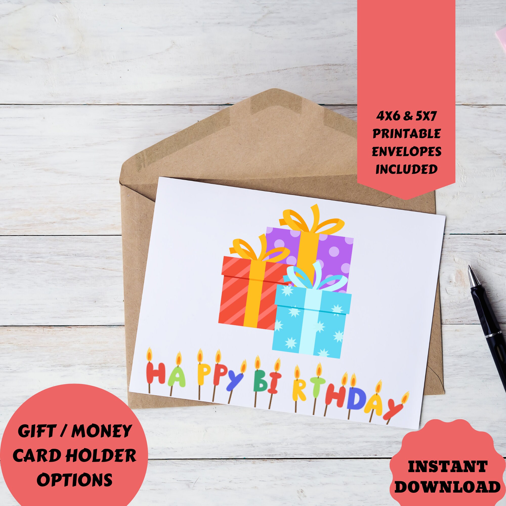 Happy Birthday Printable Card Birthday Presents Instant Download ...