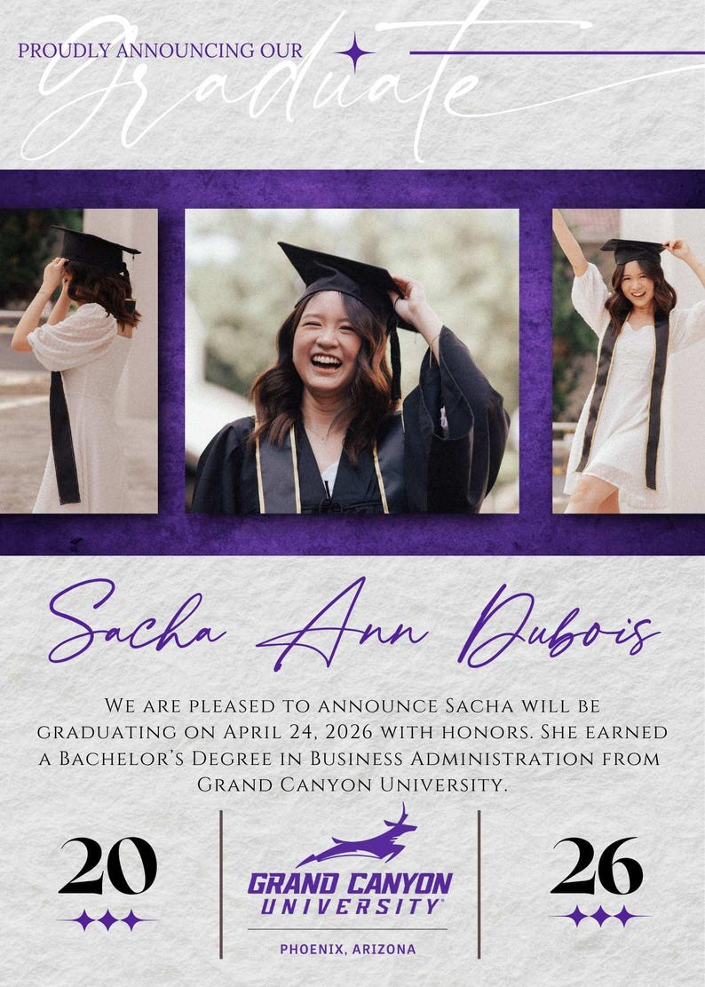 GCU College Graduation Announcement Digital Download DIY Invitation ...