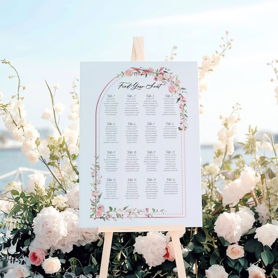 Wedding Reception Seating Chart Digital Download Template Wedding Day ...