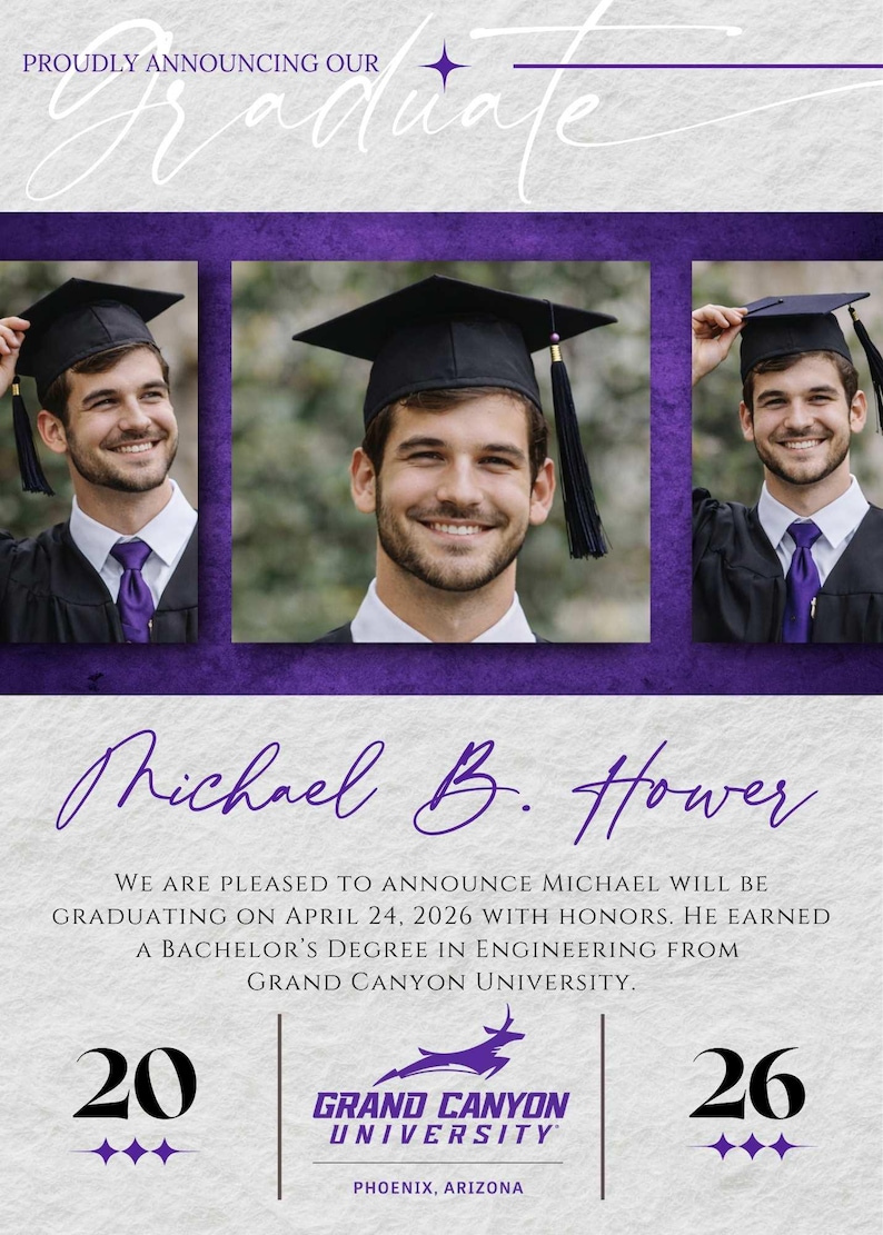 GCU College Graduation Announcement Digital Download DIY Invitation ...