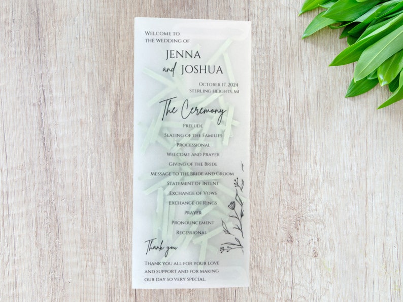 PRINTED Custom Confetti-filled Vellum Wedding Program Bride - Etsy