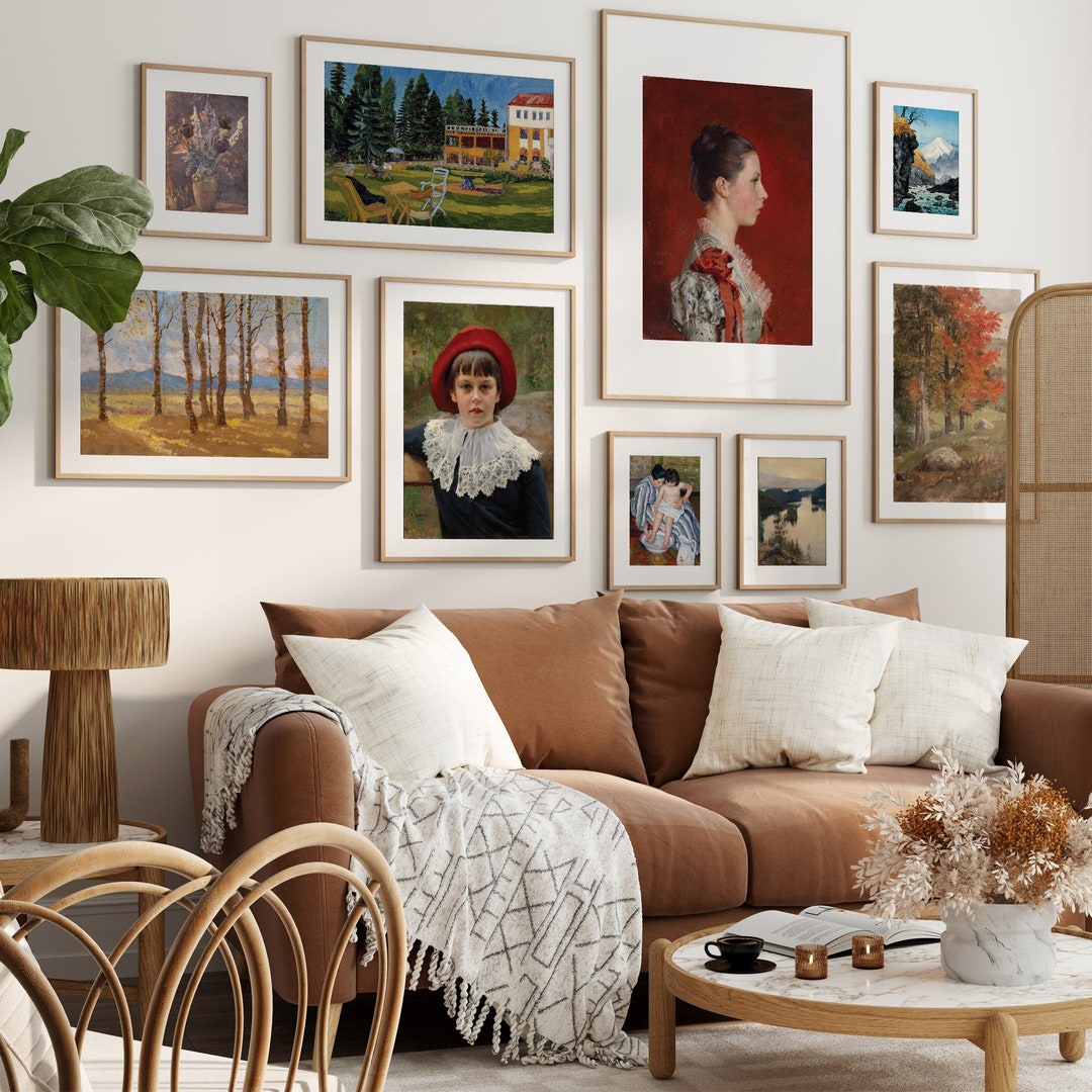 Vintage Gallery Prints Set of 9 | Mega Wall Art Set, Living Room Decor ...