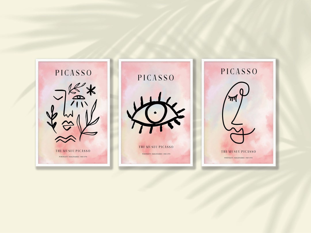 Pink Picasso Prints Set of 3 | Picasso Wall Art, Picasso Poster Set ...