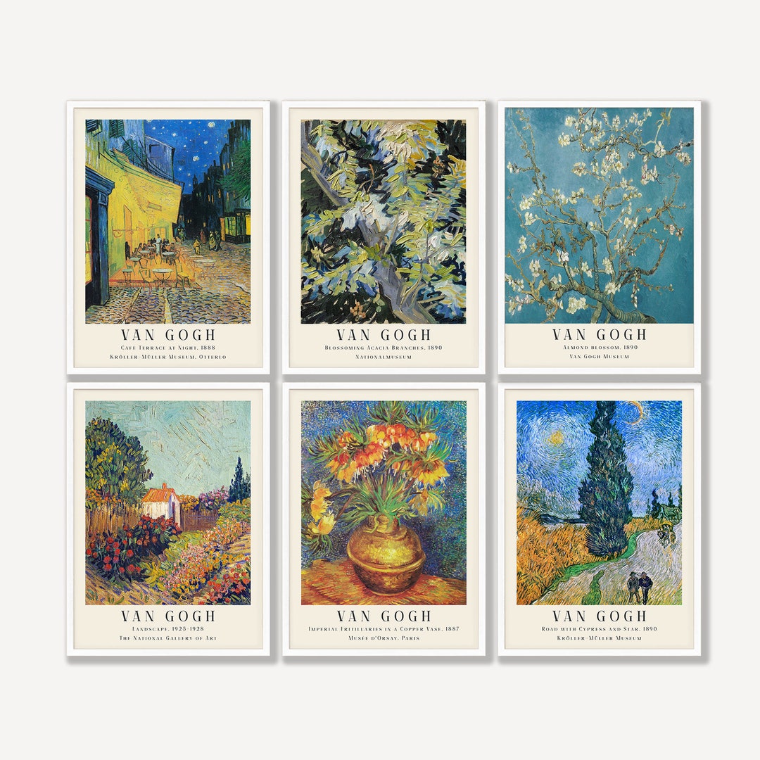 Van Gogh Prints Set of 6 Printable Art, Van Gogh Poster, Van Gogh Wall ...
