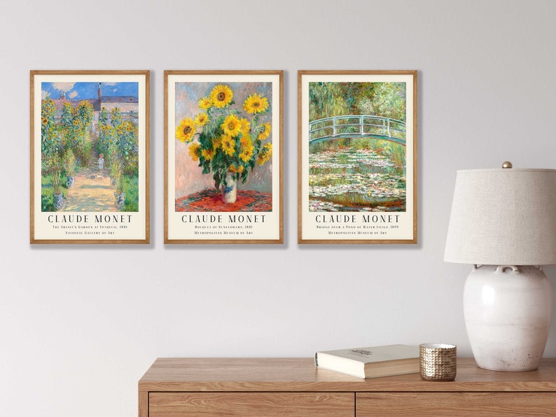Claude Monet Printable Art Set of 3 Monet Poster Monet Wall - Etsy