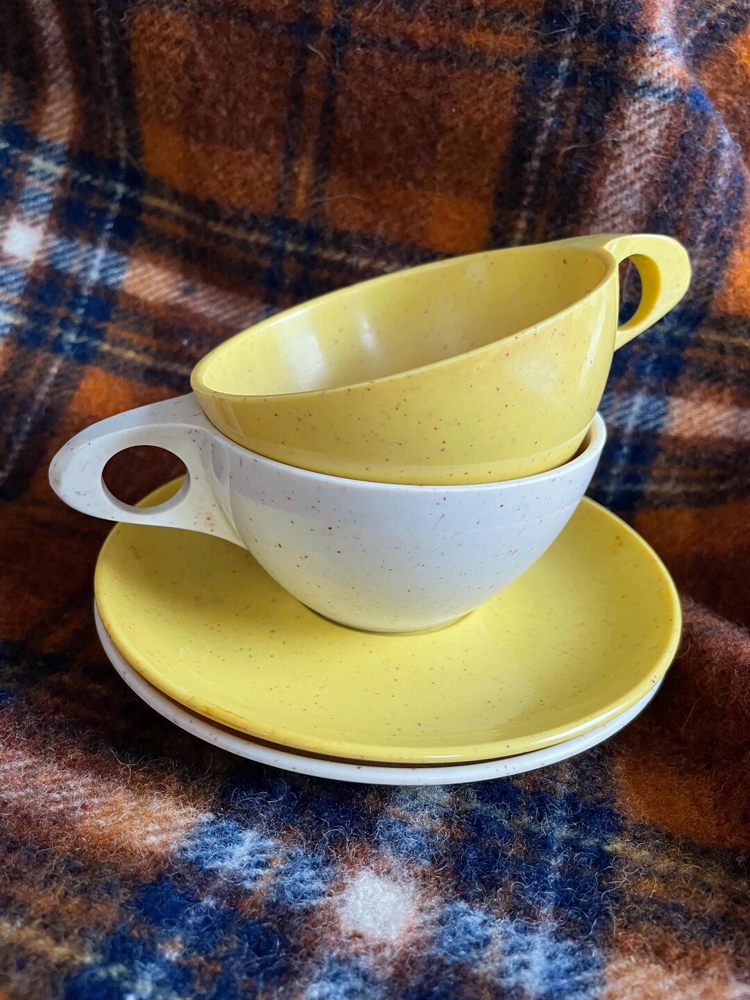 Melmac Melamine Holiday Gold Confetti by Kenro Set of Two Cups and ...